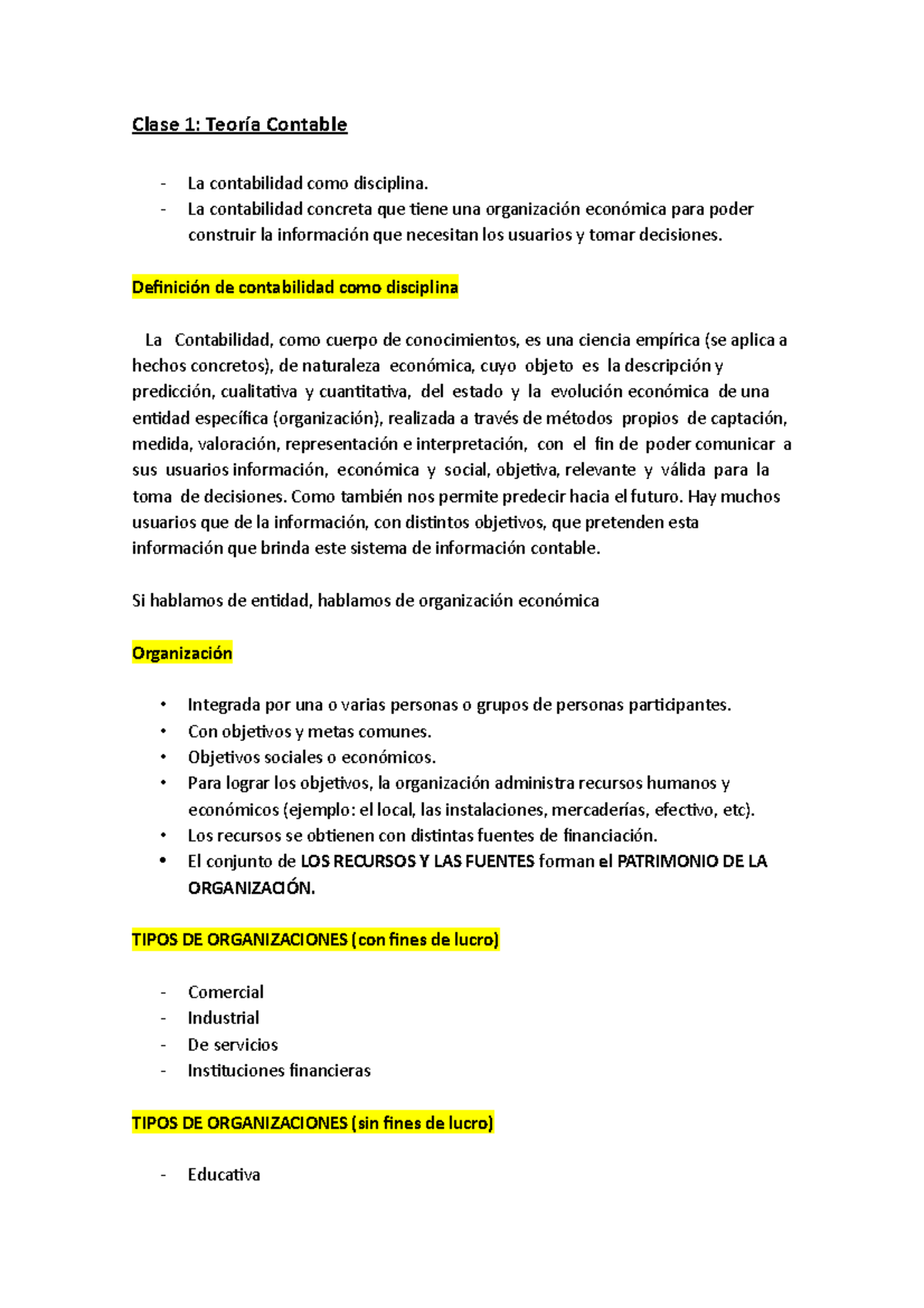 Clase 1; Teoría Contable - Clase 1: Teoría Contable La contabilidad ...