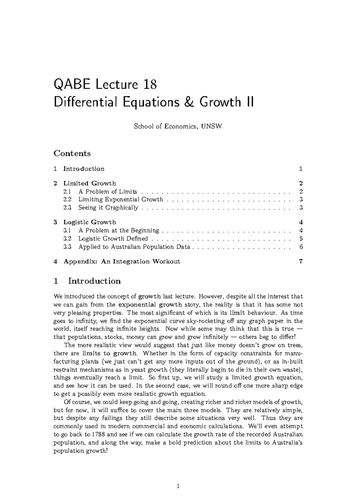 QABE Notes 18 - Lecture Slides - QABE Lecture 18 Differential Equations ...