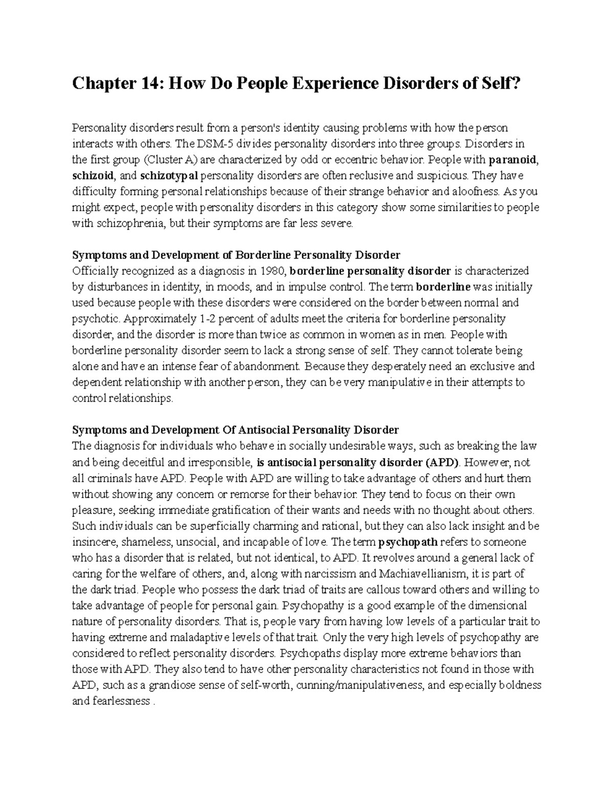 Chapter 14 How Do People Experience Disorders of Self - The DSM-5 ...
