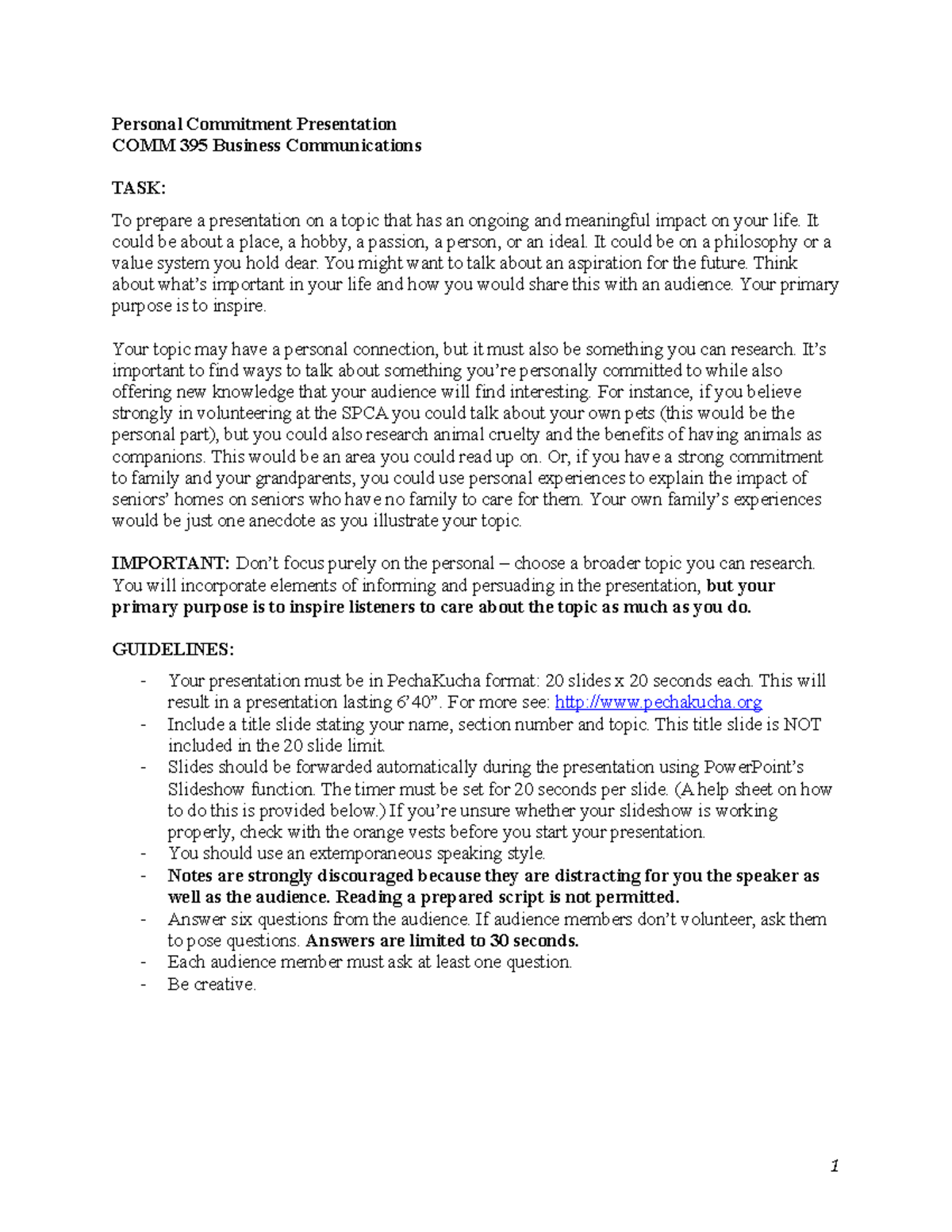 Personal Commitment Instructions - Personal Commitment Presentation ...