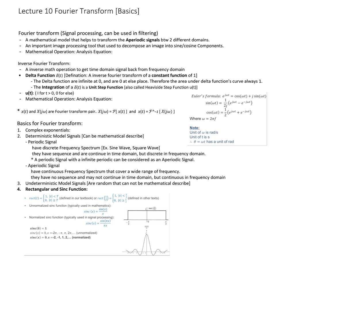 Lecture 10 Fourier Transform [Basics] - Fourier transform (Signal processing, can be used in ...