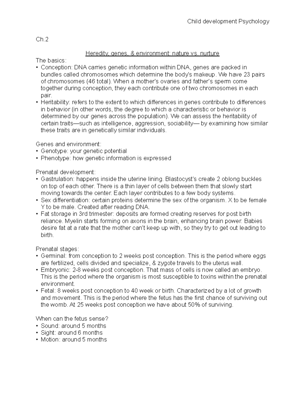 Child develp psy ch.2 notes - Child development Psychology Ch. Heredity ...