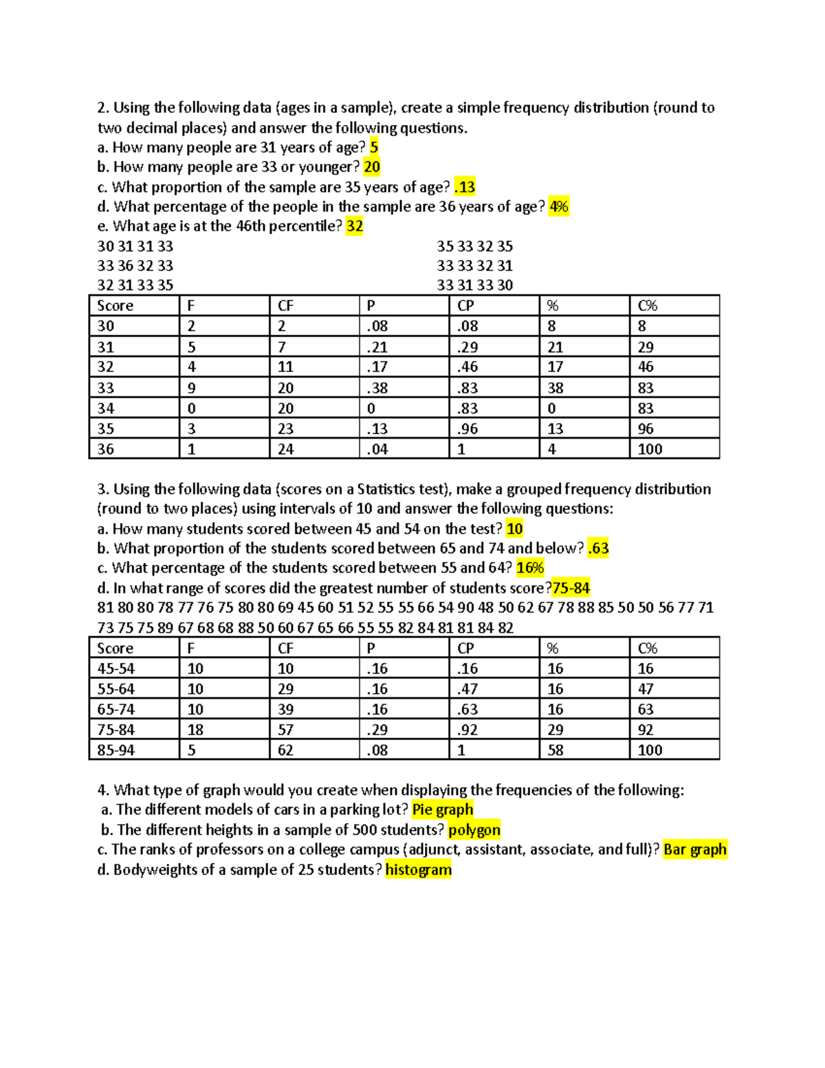 Chapter 3 assignment - Using the following data (ages in a sample ...