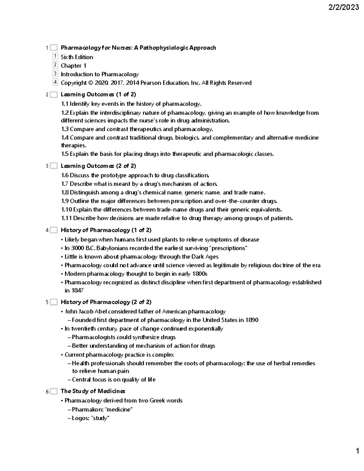 Pharm CH 1 PDF PPT Notes - Pharmacology for Nurses: A Pathophysiologic ...