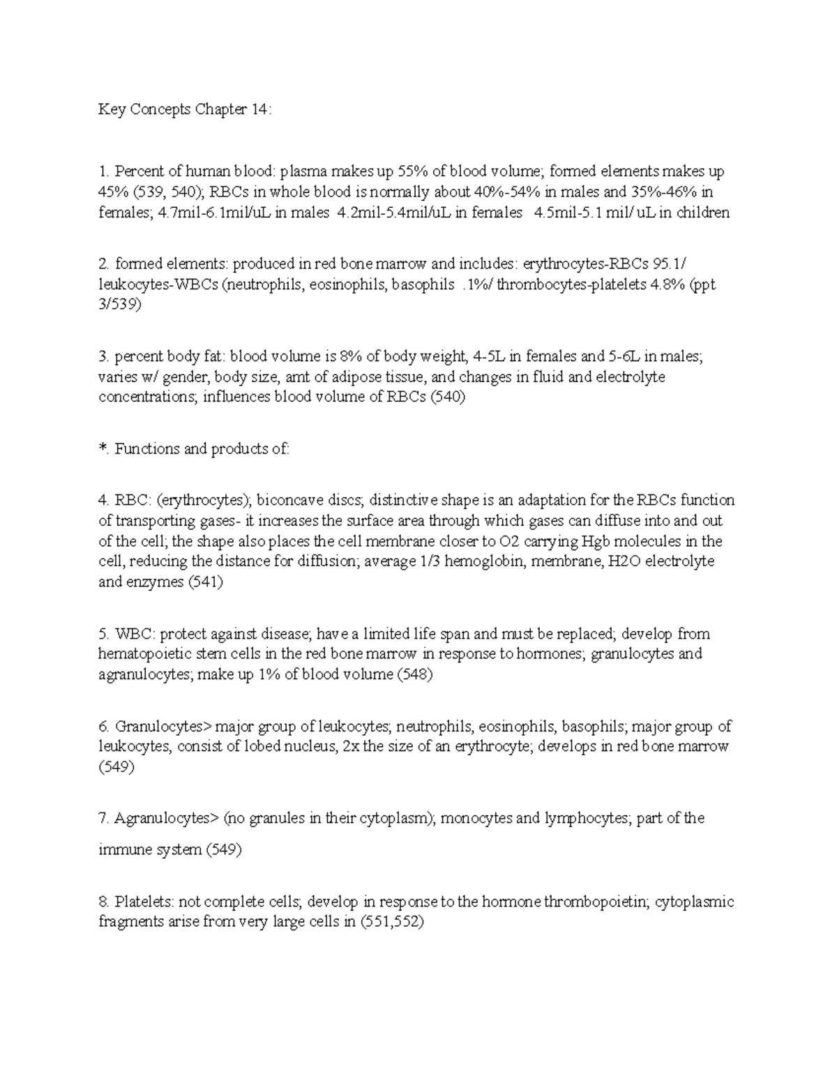 A&P 2 Key Concepts Chapter 14 - Key Concepts Chapter 14: Percent of ...