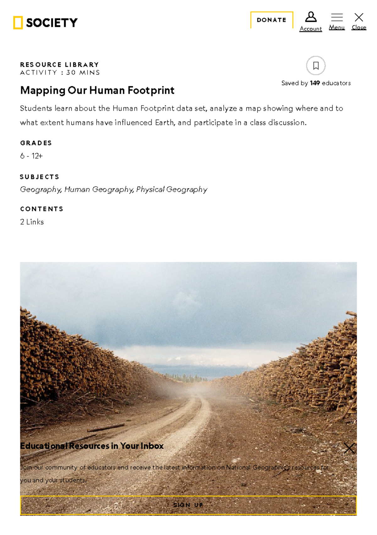 Mapping Our Human Footprint National Geographic Society - R E S O U RC ...