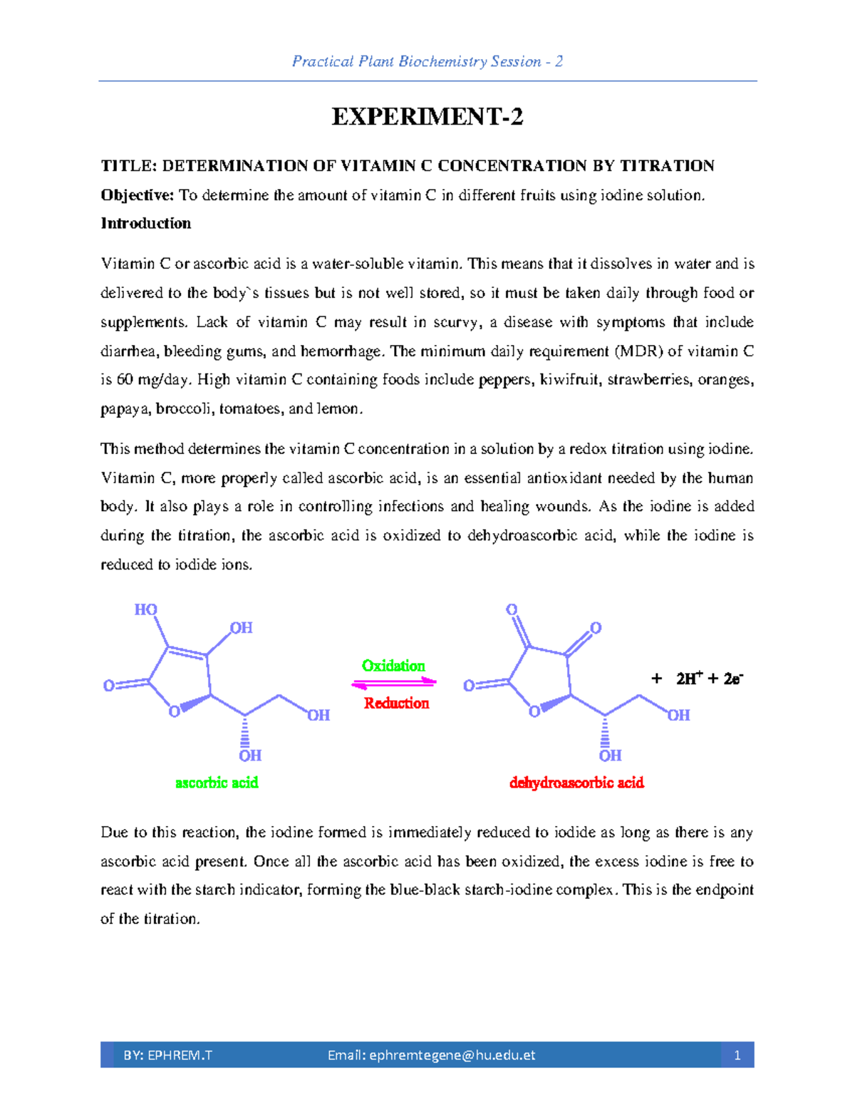 Experiment-2-biochem pdf - EXPERIMENT- 2 TITLE: DETERMINATION OF ...