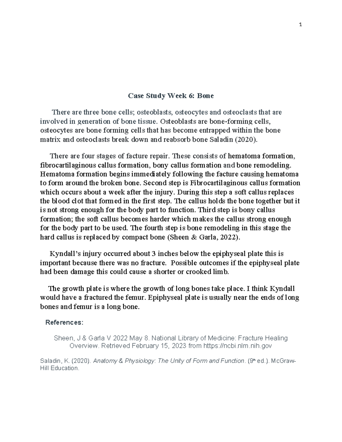 Case study wk 6 Bone - 1 Case Study Week 6: Bone There are three bone ...