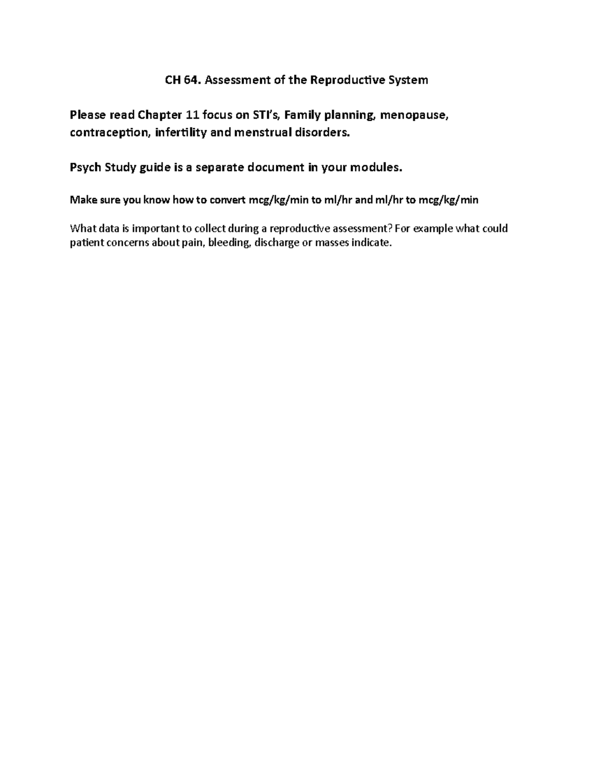 Study guide for 64 69 Iggy 2022 CH 64 Assessment Of The Reproductive study-guide-for-64-69-iggy-2022-ch-64-assessment-of-the-reproductive