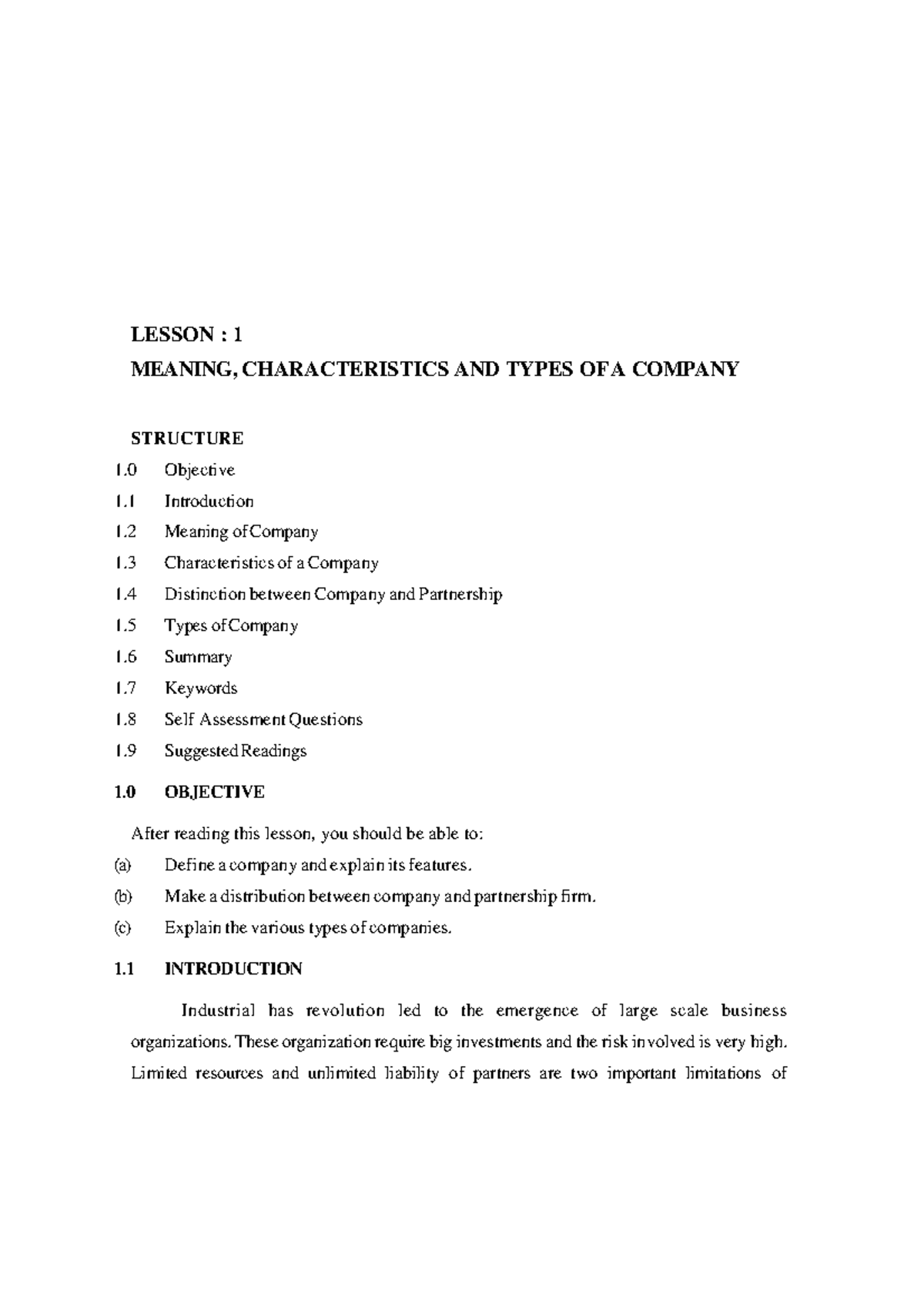 Types of company - companies - LESSON : 1 MEANING, CHARACTERISTICS AND ...