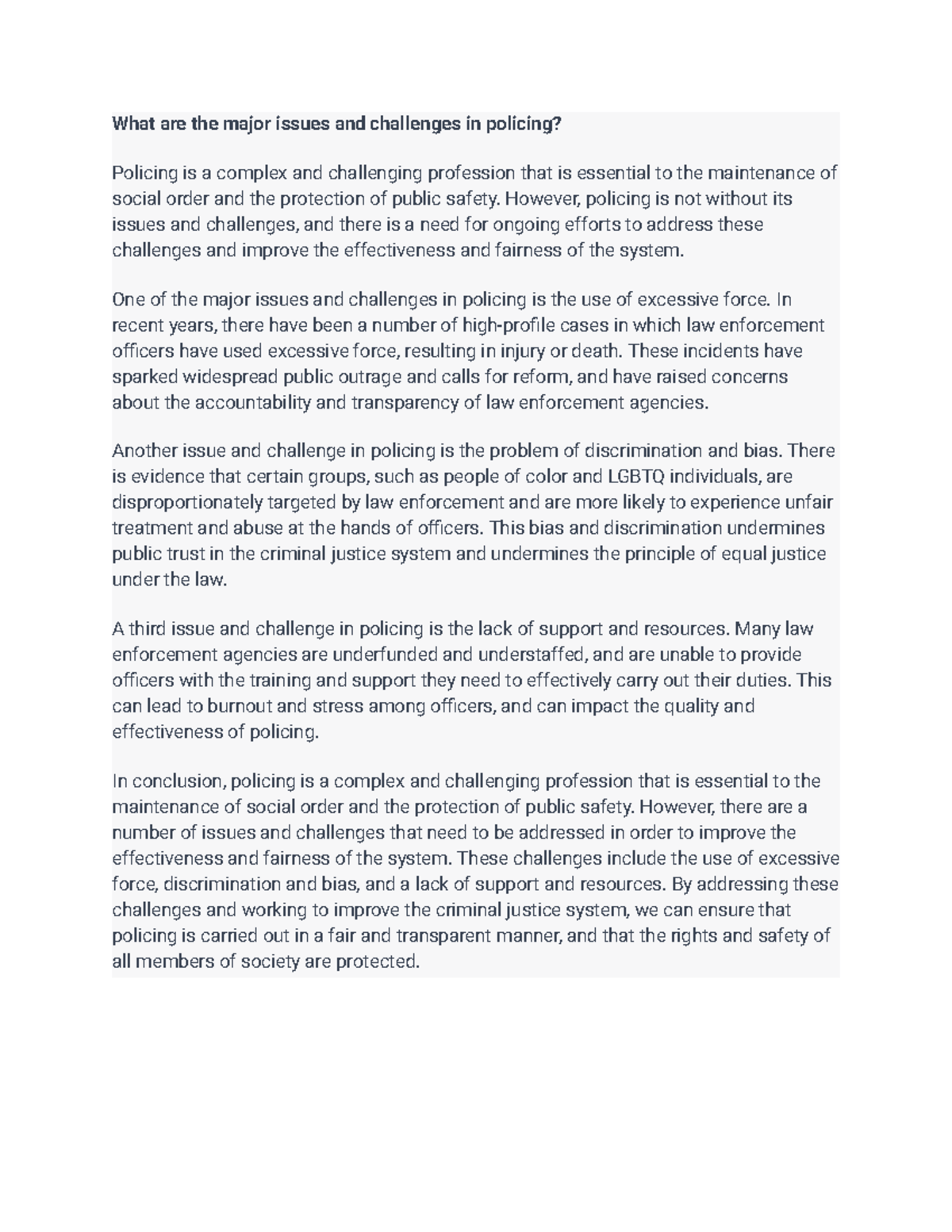 Policing - What are the major issues and challenges in policing ...