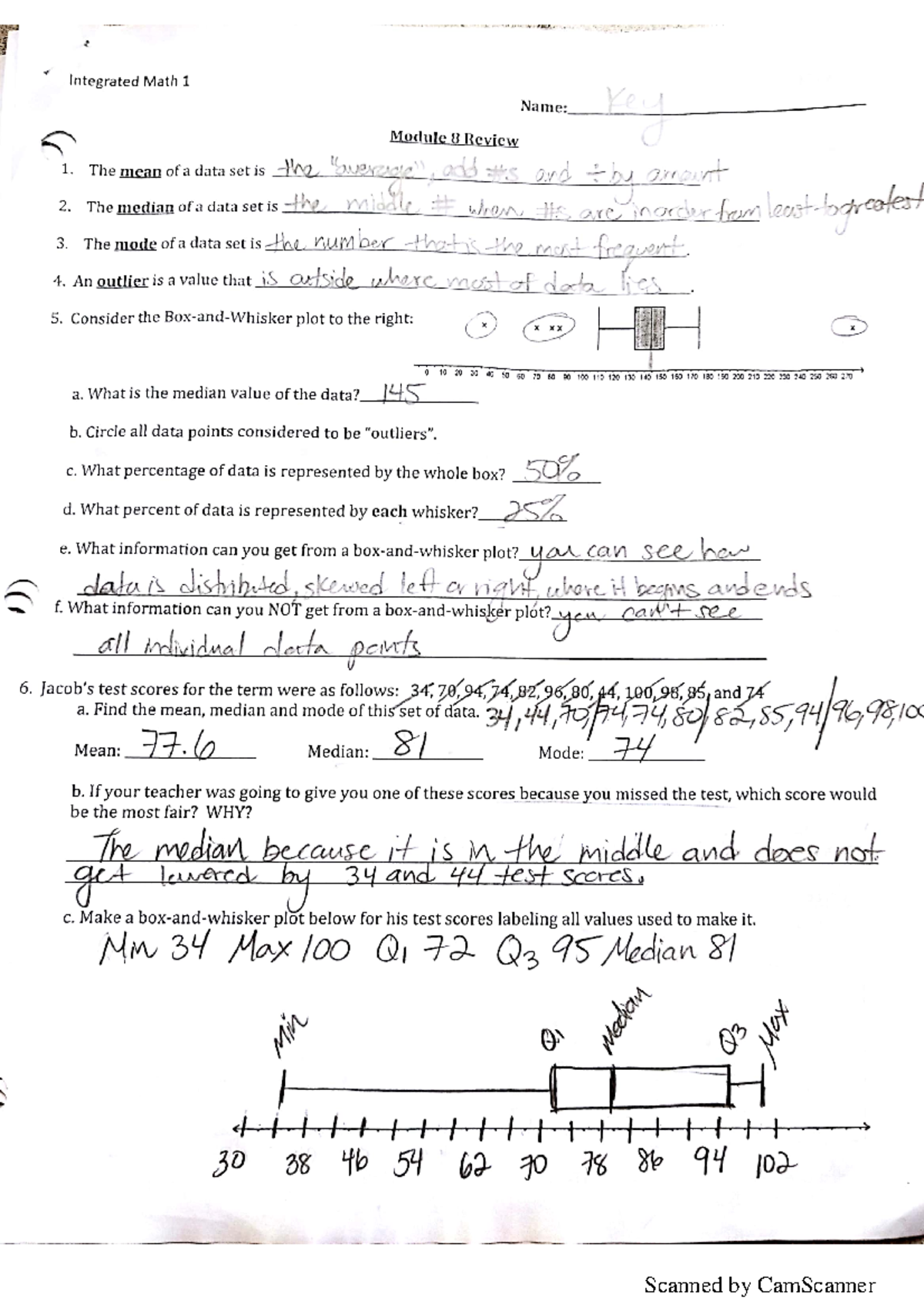 Review 2018, questions and answers - d Integrated Math 1 1. Thewofa ...
