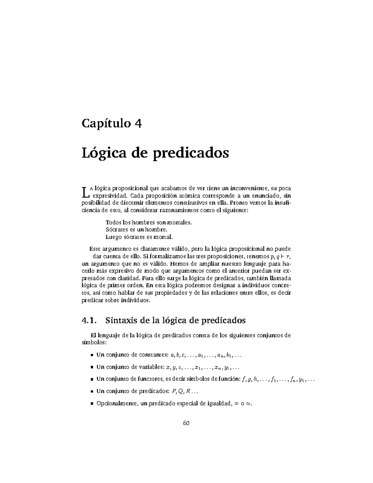 Lógica de predicados - Capítulo 4 Lógica de predicados L A lógica ...