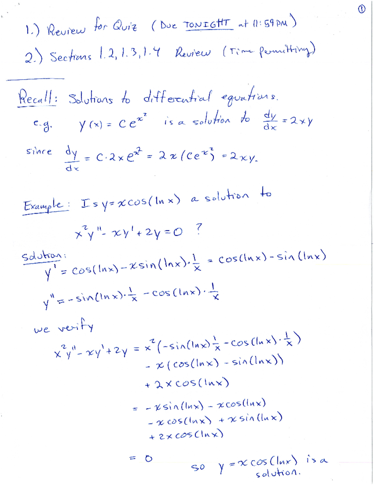 Recitation Notes: Week 1 - MATH 267 - Studocu