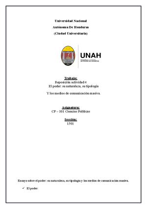 Ciencias Políticas - CP101 - UNAH - Studocu