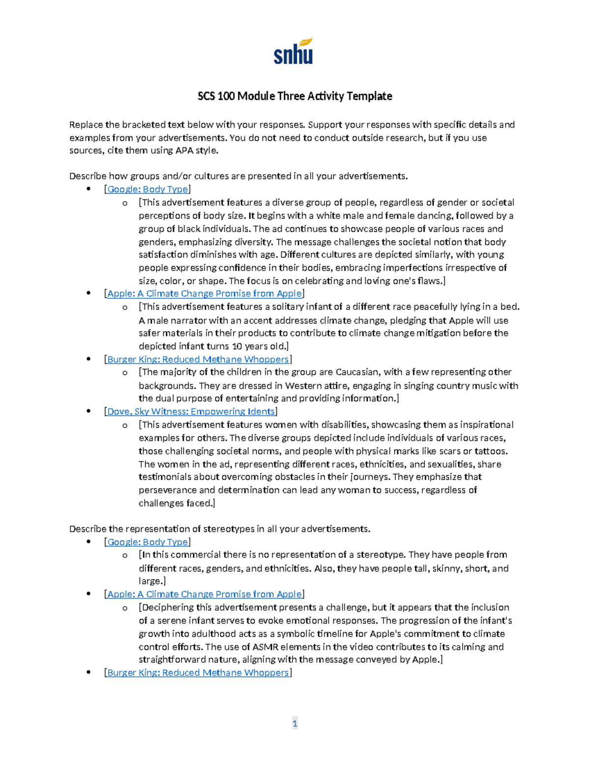 SCS 100 Module Three Activity Template A - SCS 100 Module Three ...