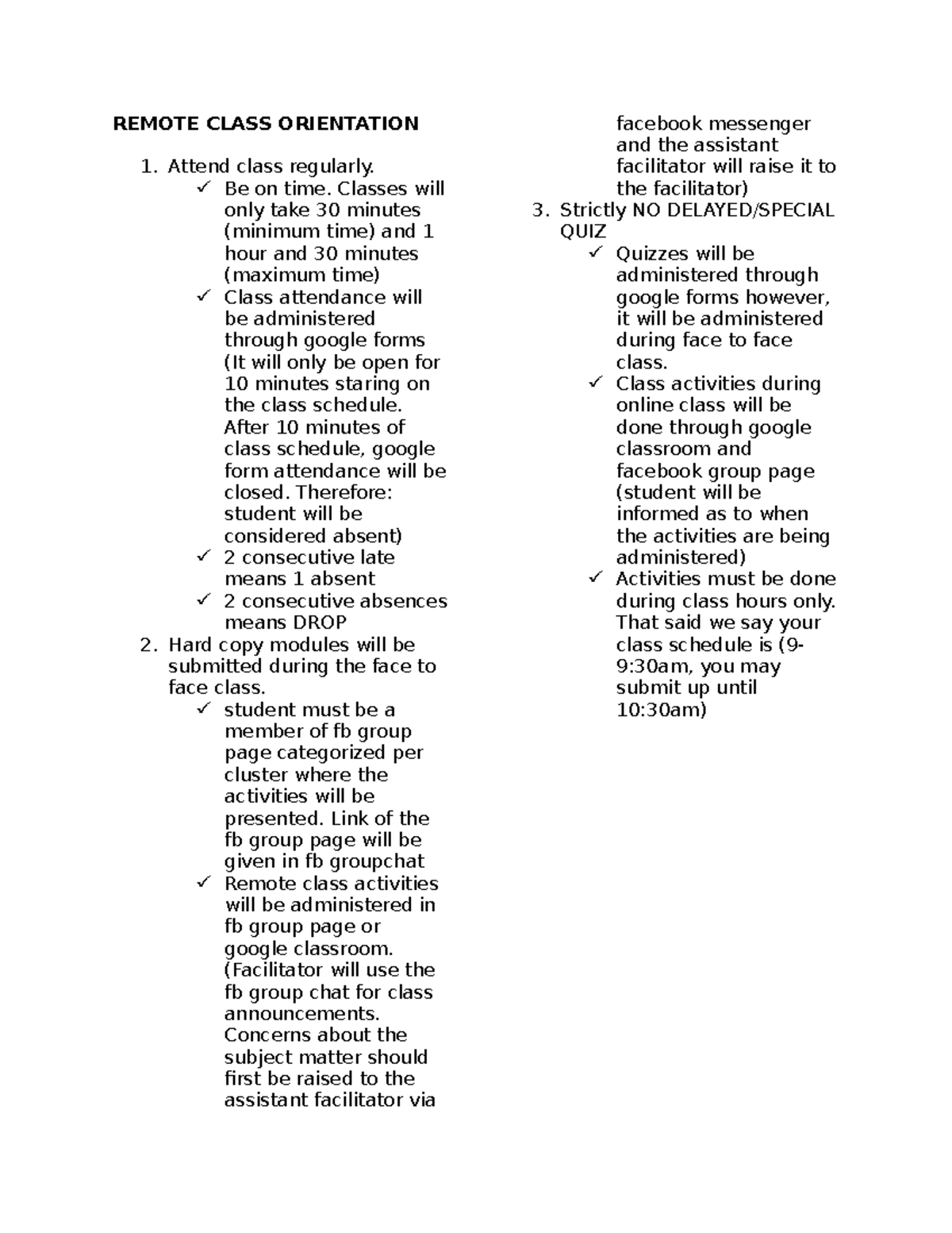 Remote Class Orientation - REMOTE CLASS ORIENTATION Attend class ...