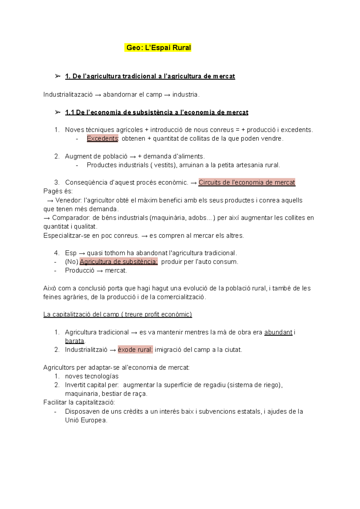 Geo L’Espai Rural - Geo: L’Espai Rural 1. De l’agricultura tradicional ...