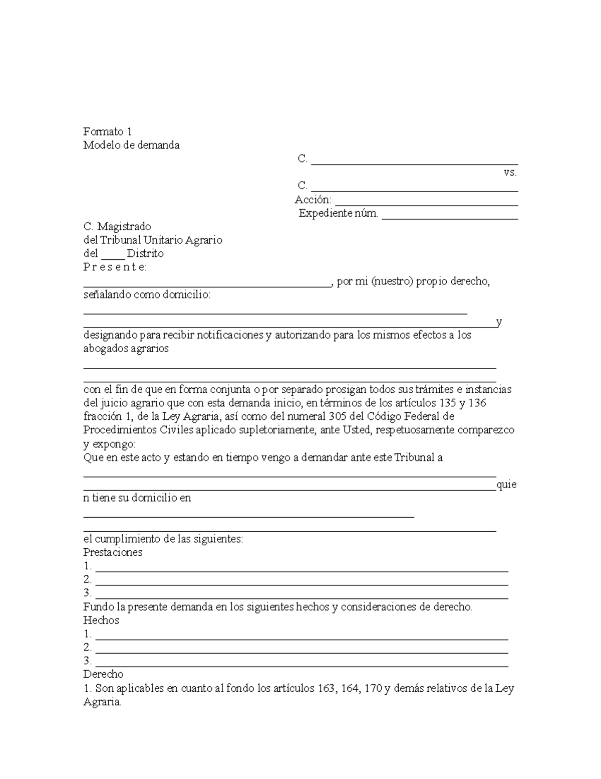 Formatos 1 - actividades - Formato 1 Modelo de demanda C