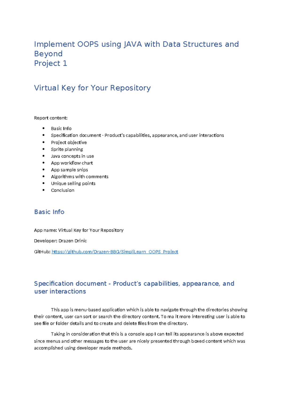 Project Report - N/A - Implement OOPS using JAVA with Data Structures and Beyond Project 1 ...