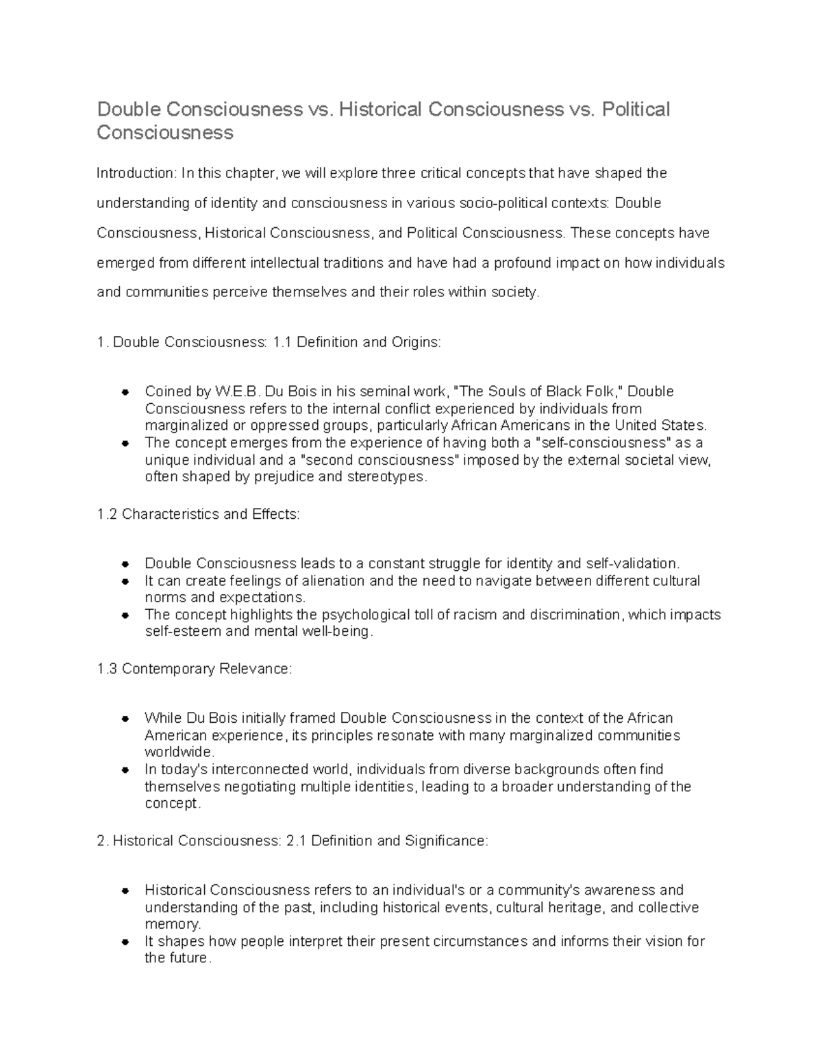 Seminar 2c.1.1 Chapter 1 - Double Consciousness vs. Historical ...