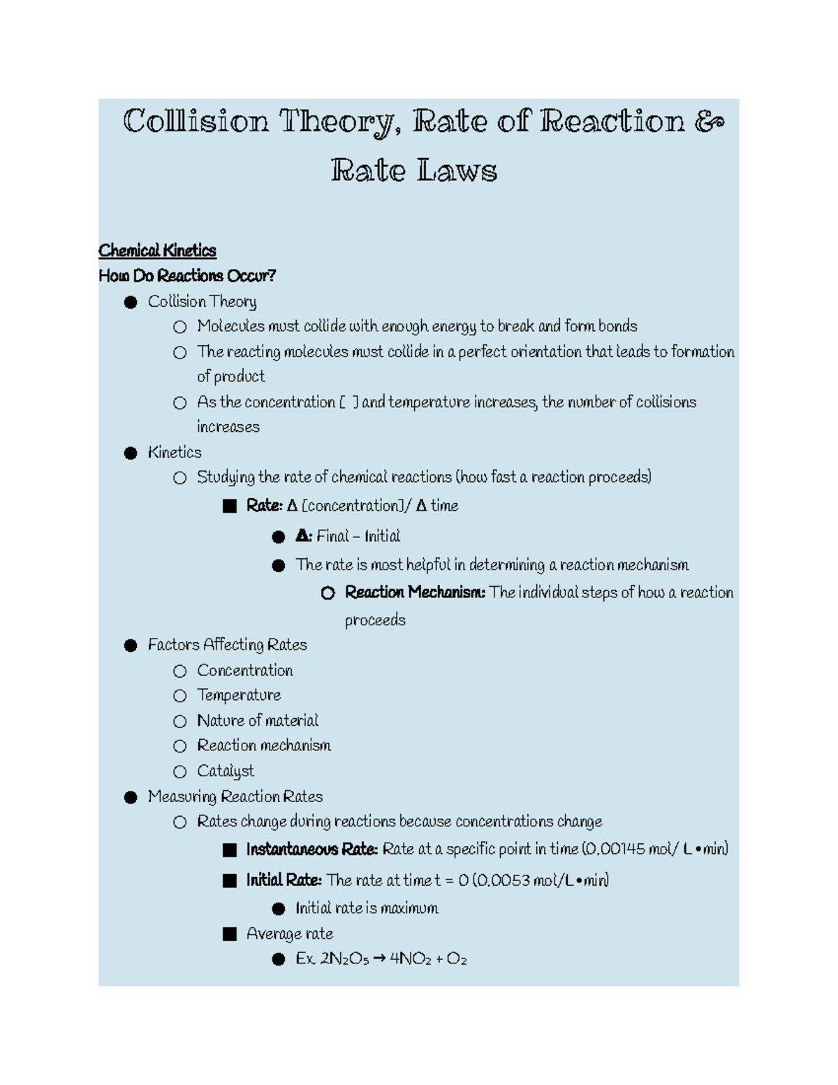 Collision Theory, Rate of Reaction Rate Laws - CHEM112 - UMass Amherst ...