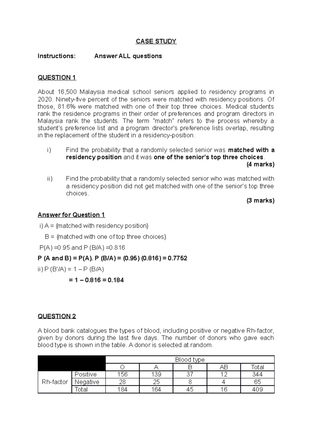CASE Study for Business Statistic - Studocu