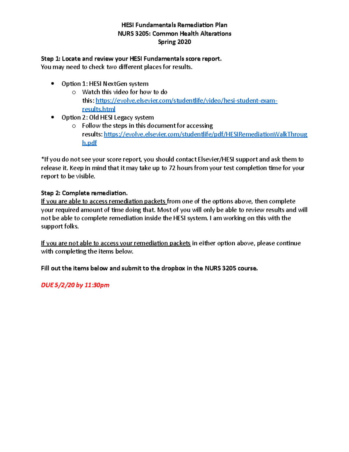 HESI remediation - HESI remidiation - NURS 3205: Common Health ...