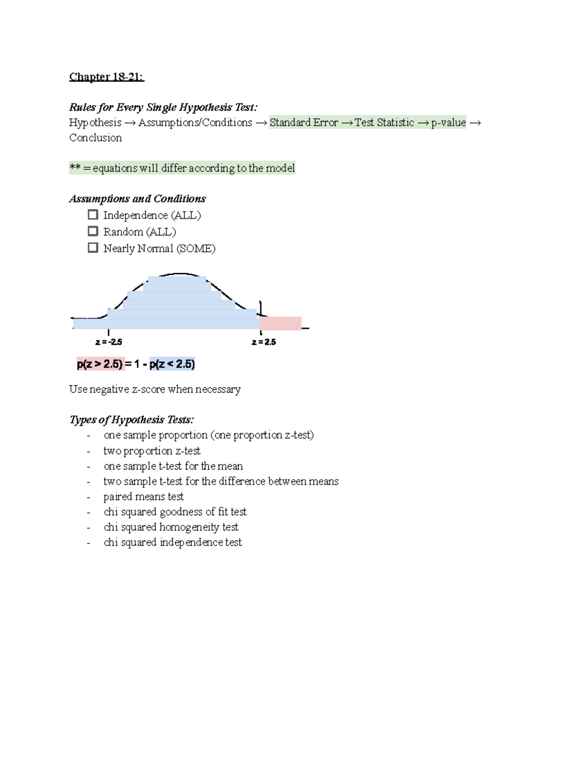 Stats Midterm 3 Study Guide - Google Docs - Chapter 18-21: Rules for ...