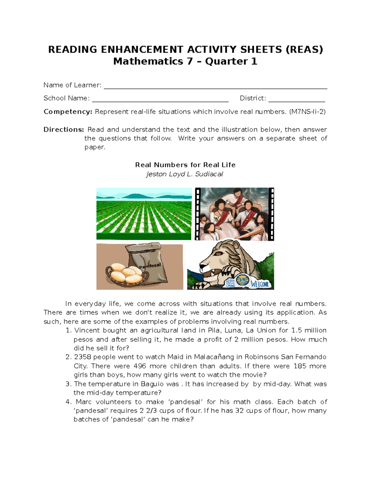 Real Numbers - The uploaded documents are use in teaching and learning ...