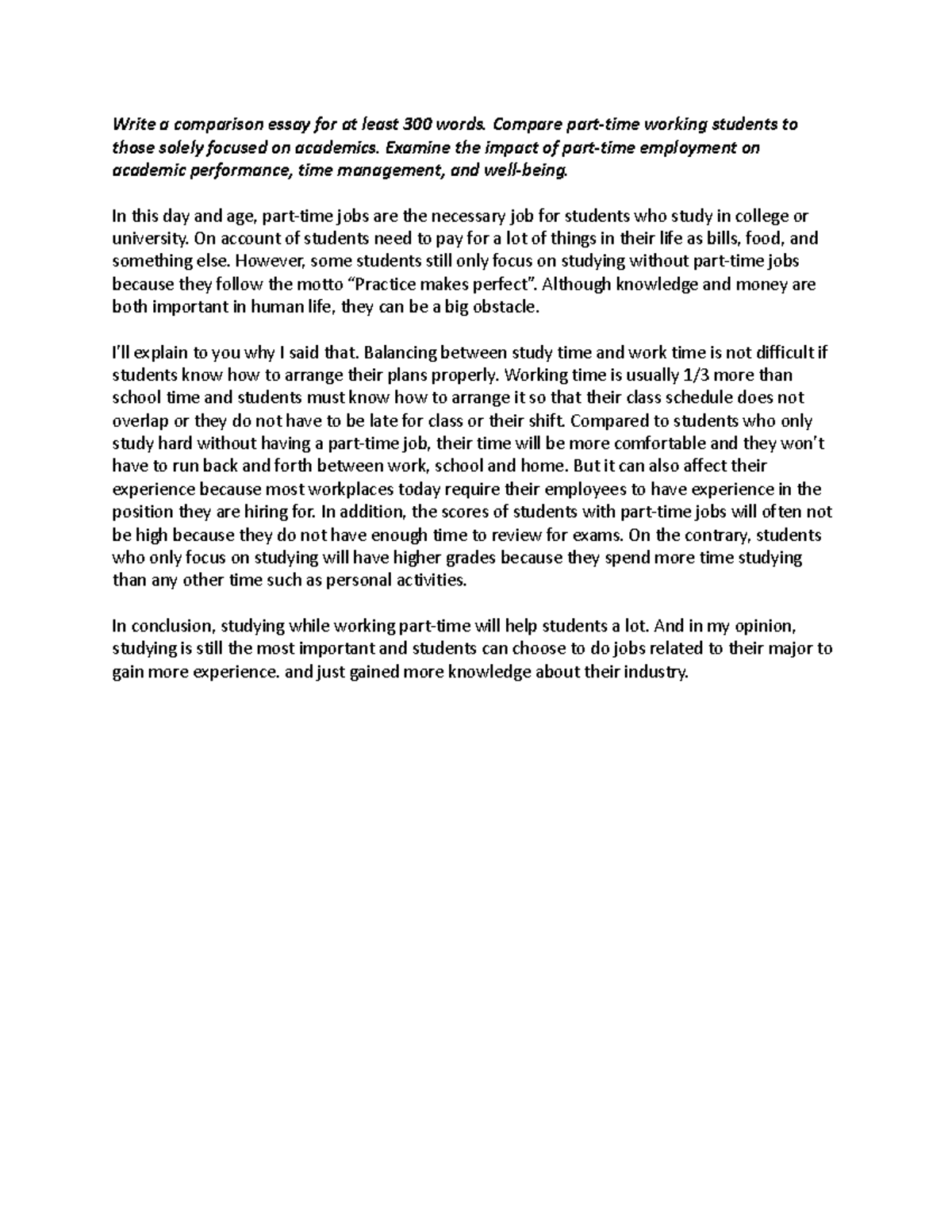 Assignment 4 Writting 4 Write A Comparison Essay For At Least 300