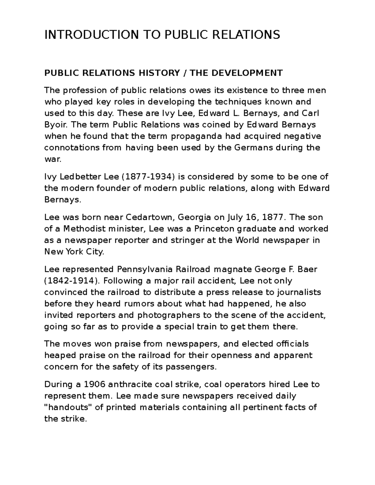 Introduction TO Public Relations - INTRODUCTION TO PUBLIC RELATIONS ...