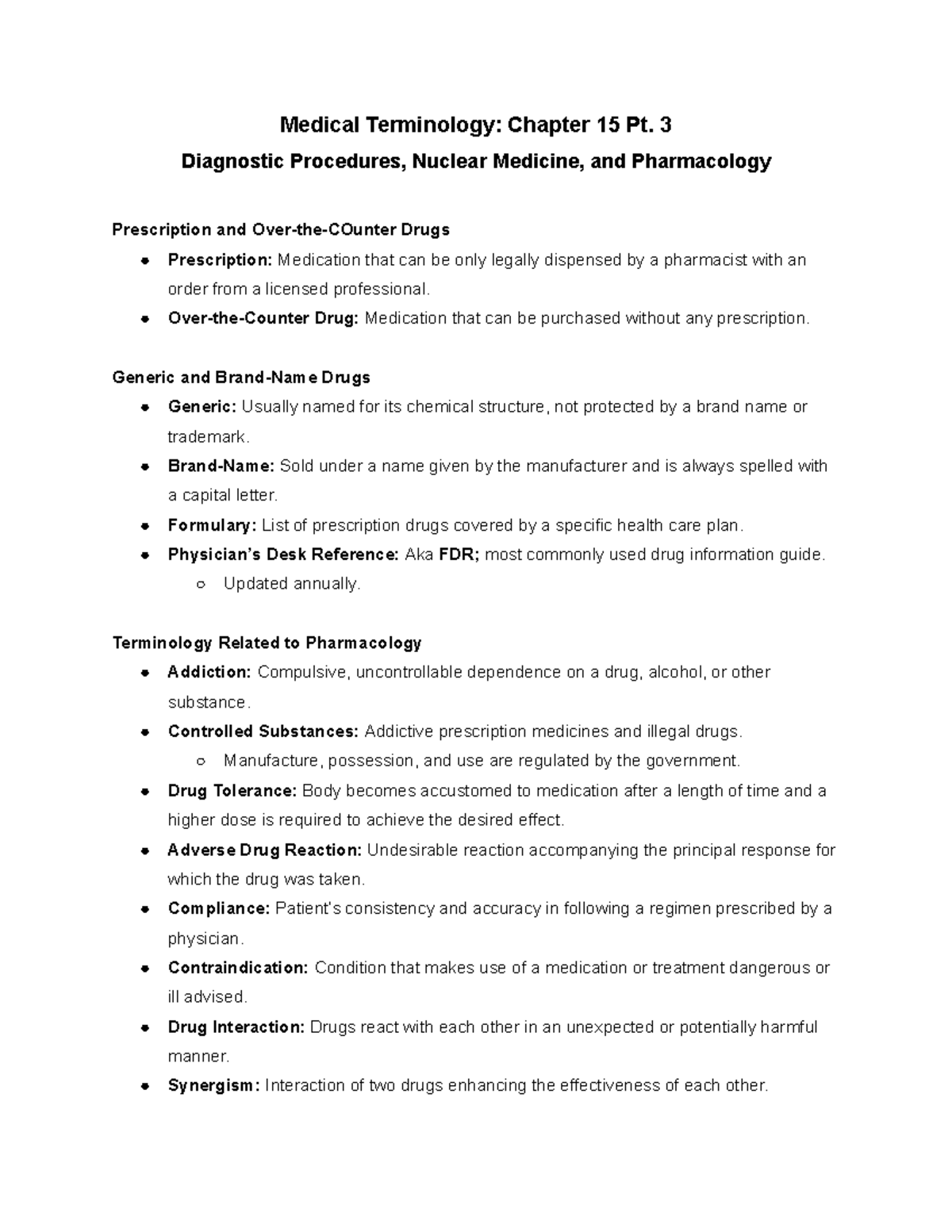 Med Temrs Ch 15 Pt 3 - Diagnostic Procedures, Nuclear Medicine, and ...