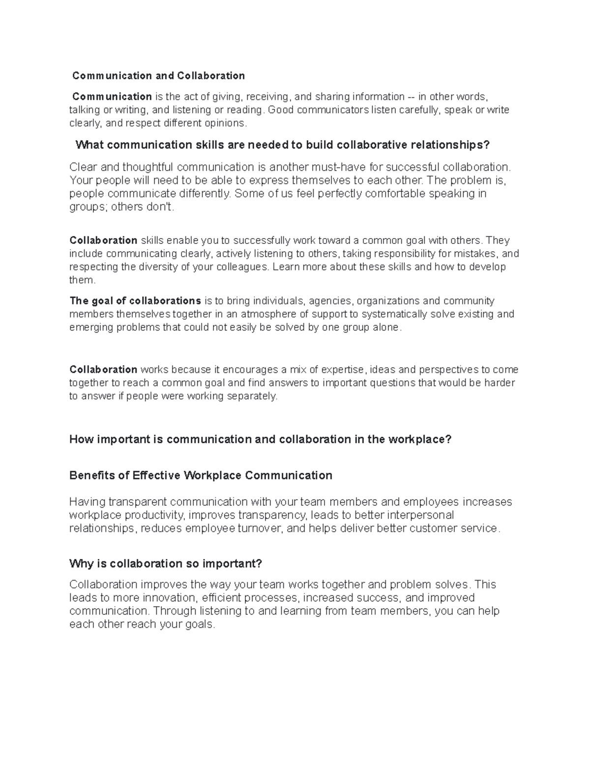 Communication and Collaboration - Communication and Collaboration ...