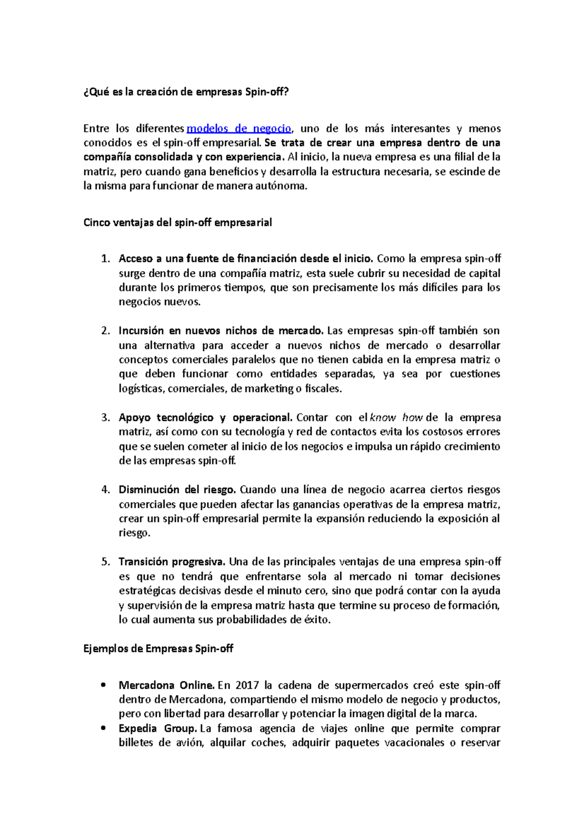 Spin-off - resumen spin off organización empresas - ¿Qué es la creación ...