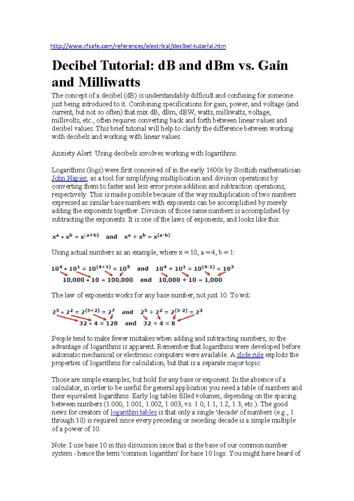 Tutorial Conversion d Bm - 2 - rfcafe/references/electrical/decibel‐tutorial Decibel Tutorial ...