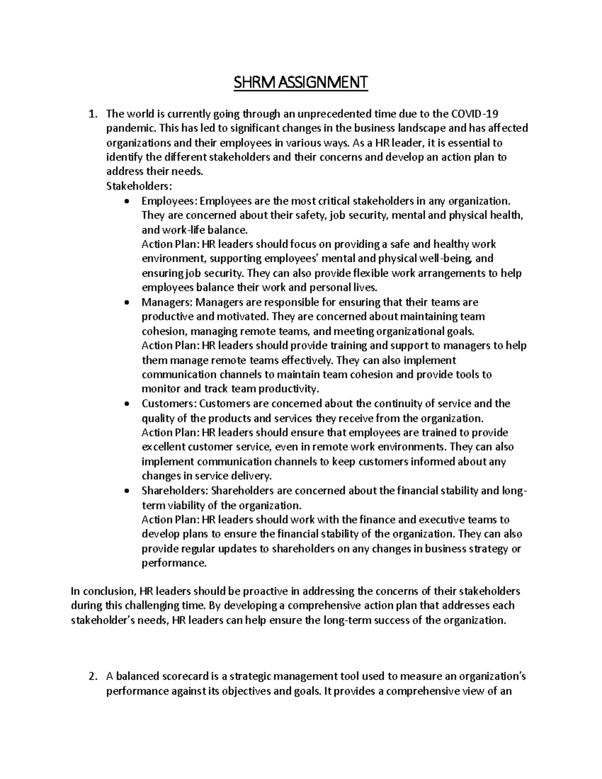 21202186 Ritu Swain SHRM - SHRM ASSIGNMENT The world is currently going through an unprecedented ...