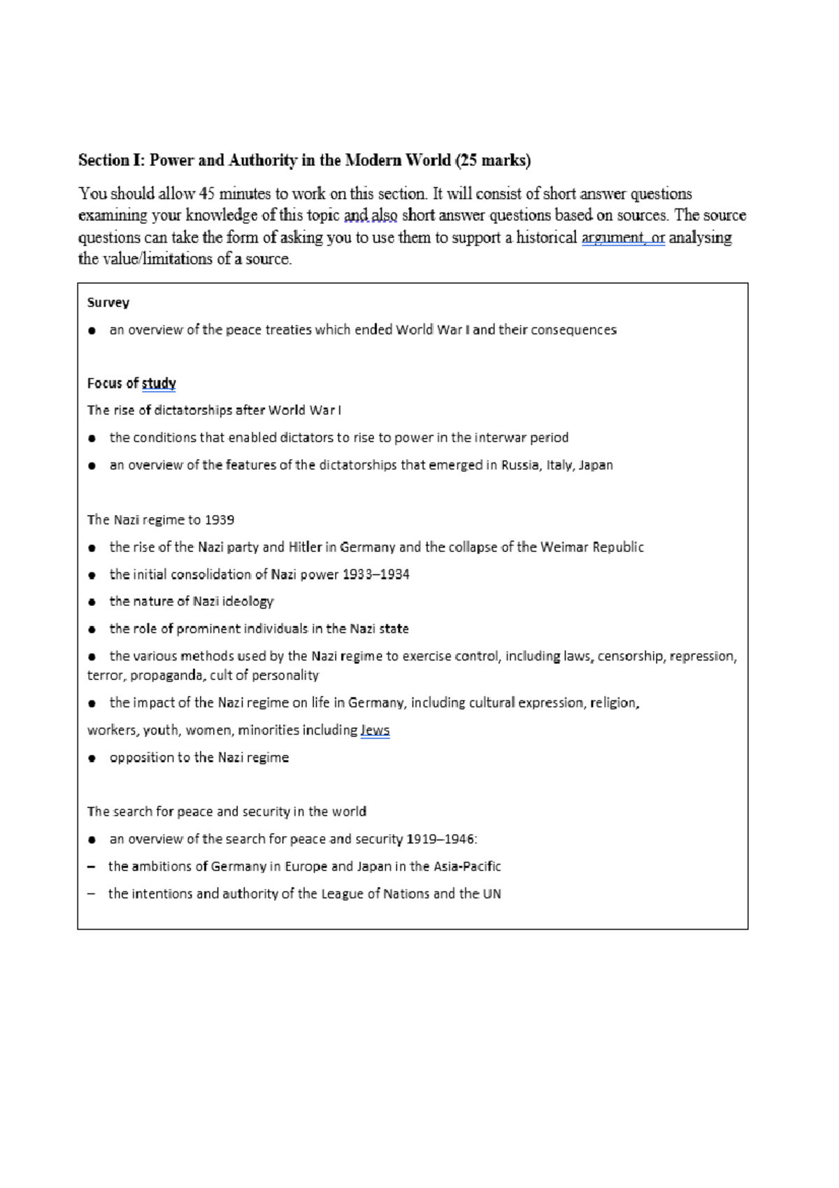 Power and authority Modern History HSC note - Power and Authority in ...