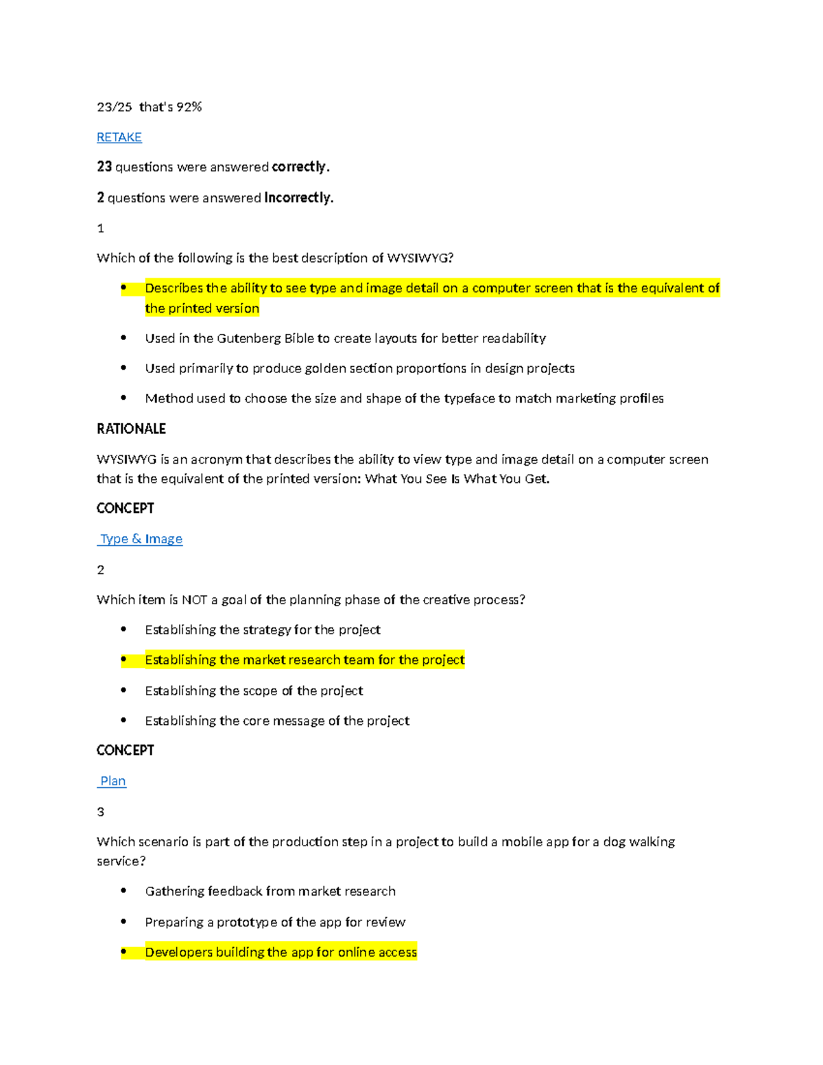 Visual Communications Final MIlestone 4 - 23/25 that's 92% RETAKE 23 ...