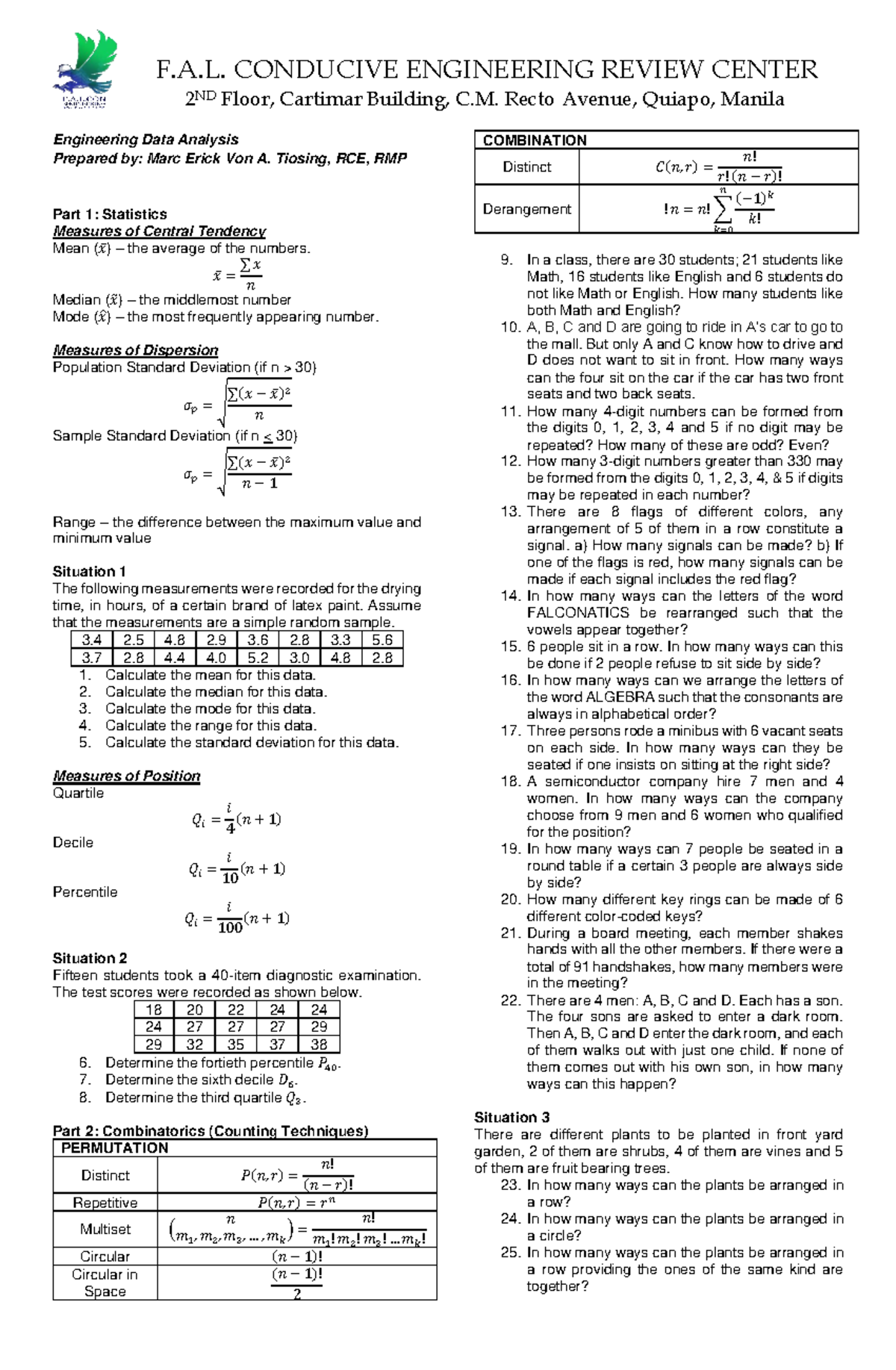 09. Engineering DATA Analysis (ENGR. Tiosing) - F.A. CONDUCIVE ...