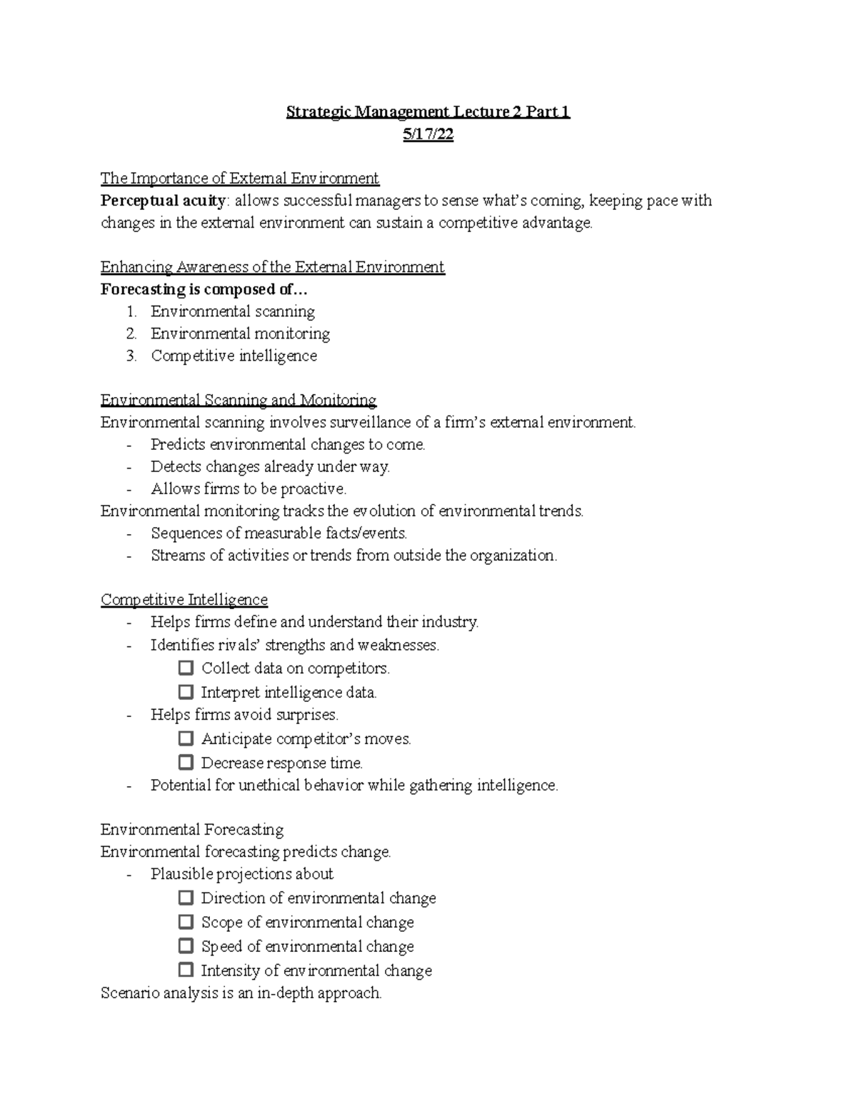 Strategic management lecture 2 part1 - Strategic Management Lecture 2 ...