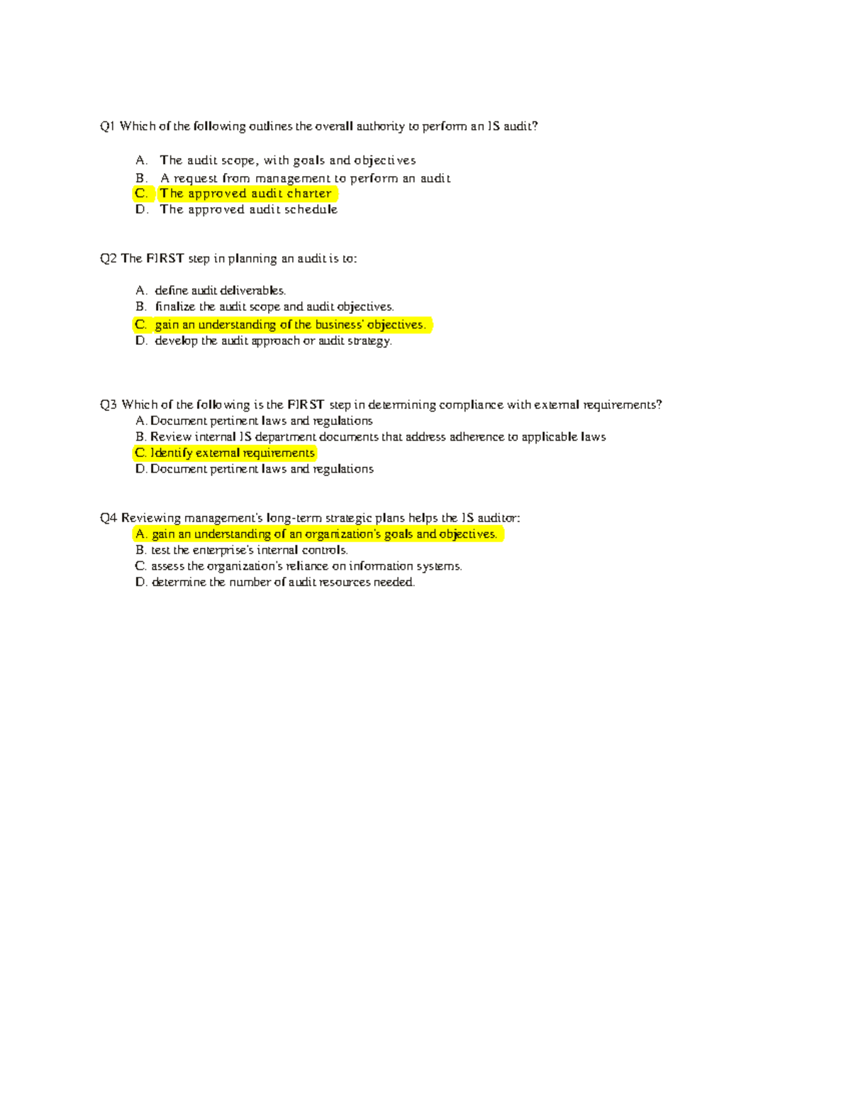 Sample/practice exam 2018, questions and answers - Q1 Which of the ...