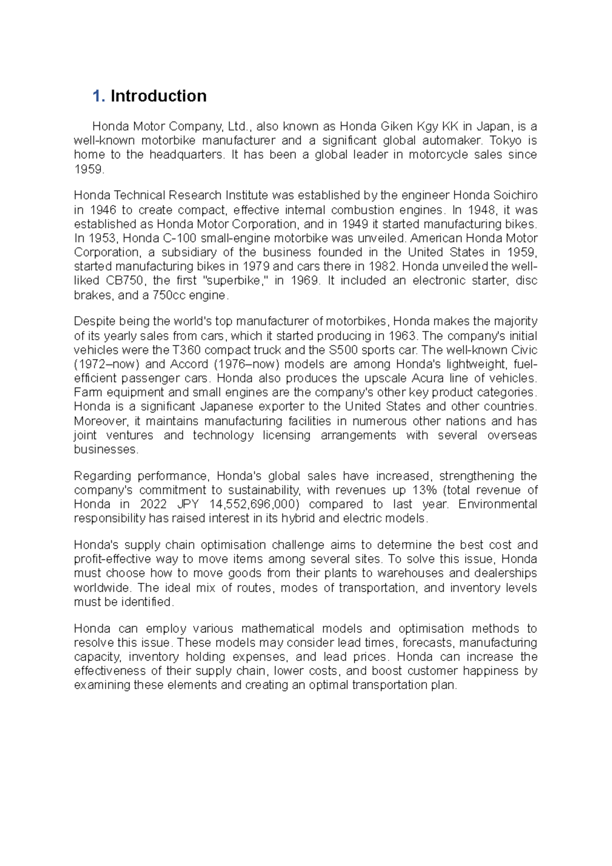 1. Honda Introductions - 1. Introduction Honda Motor Company, Ltd ...
