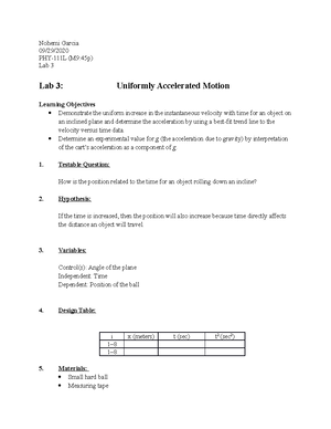 Phy111 L Lab2 Uniform Linear Motion - © 2017. Grand Canyon University. All Rights Reserved. Lab ...