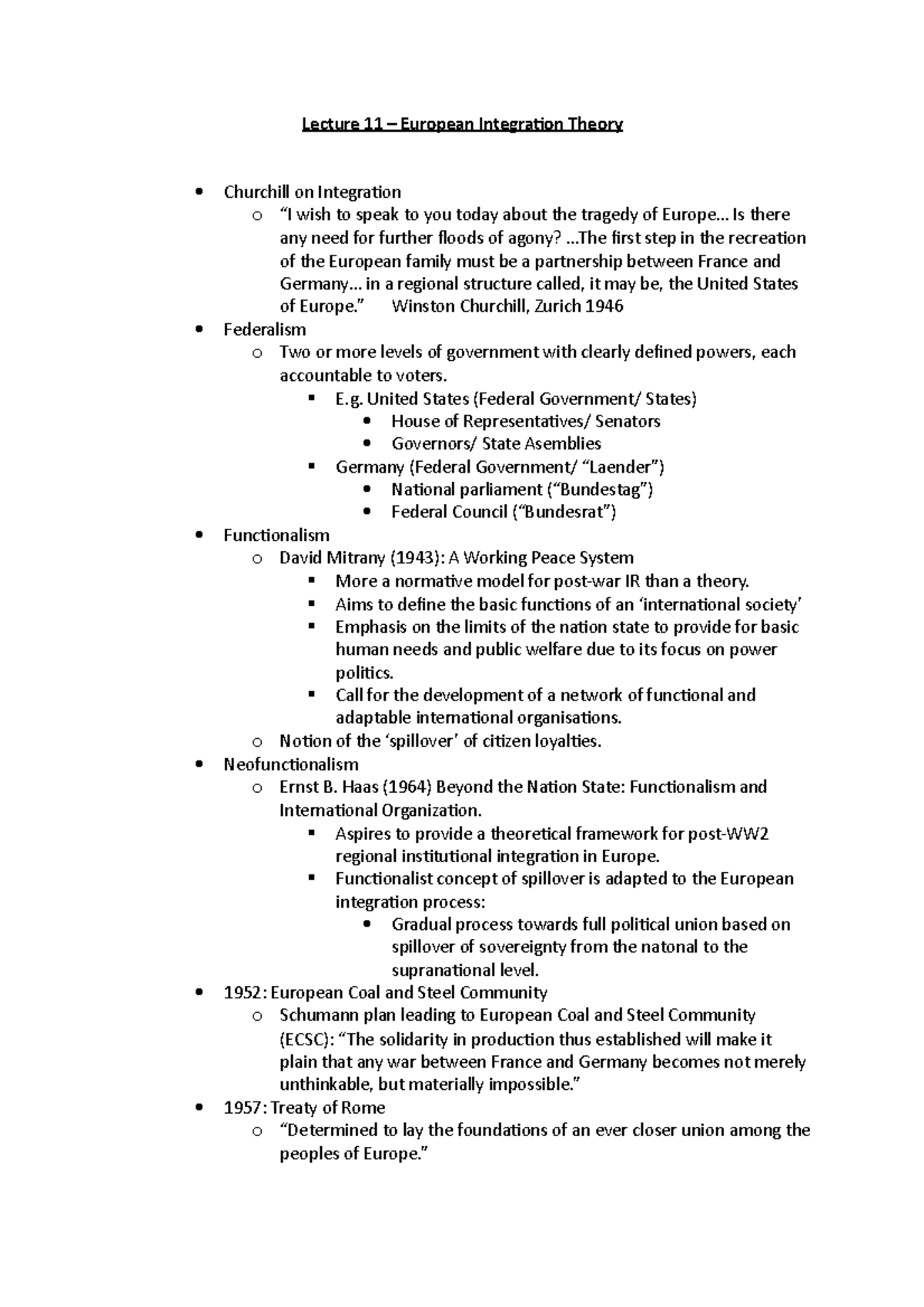 L11–European Integration Theory - Lecture 11 – European Integration ...