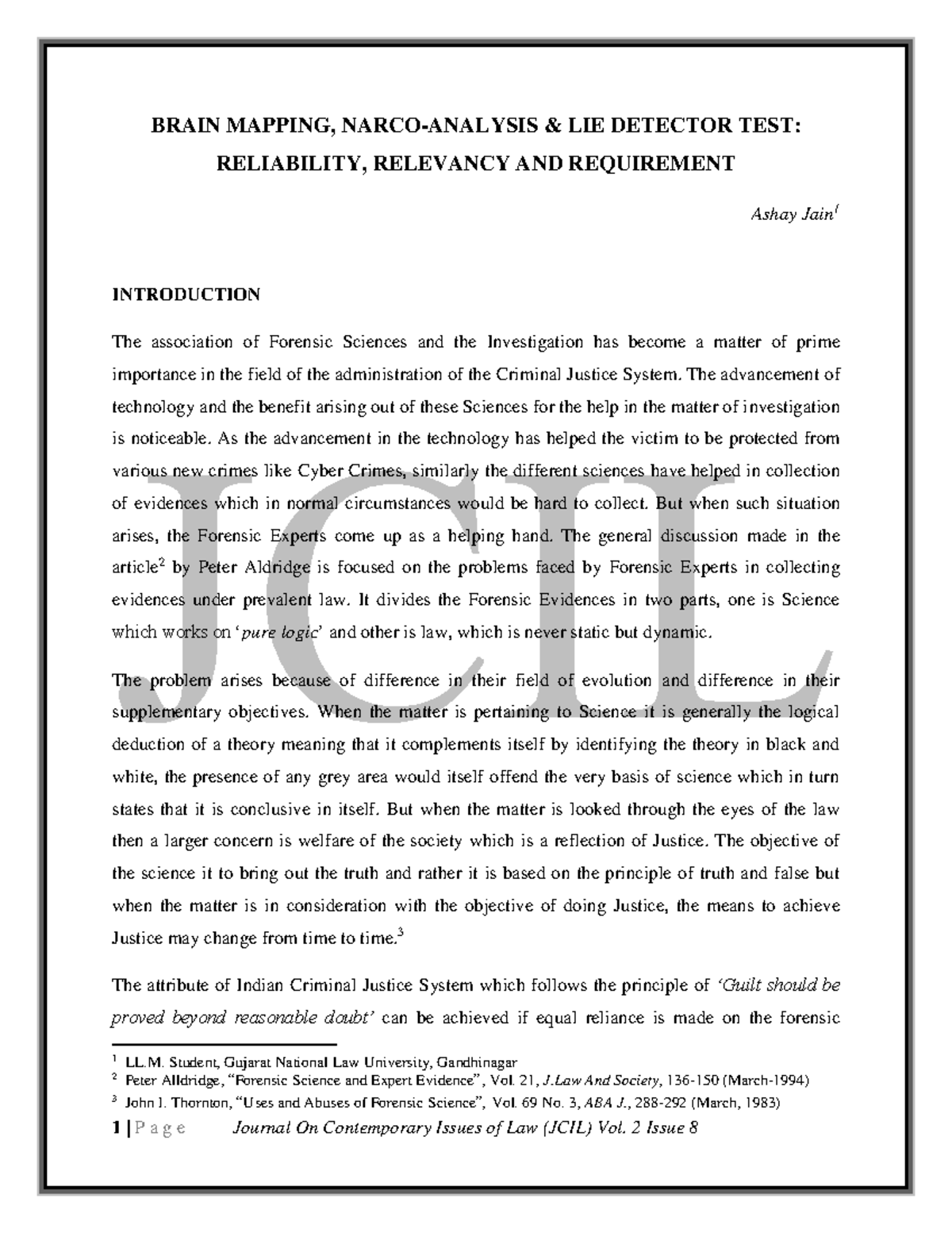 Brain mapping - Forensic psychology - BRAIN MAPPING, NARCO-ANALYSIS ...