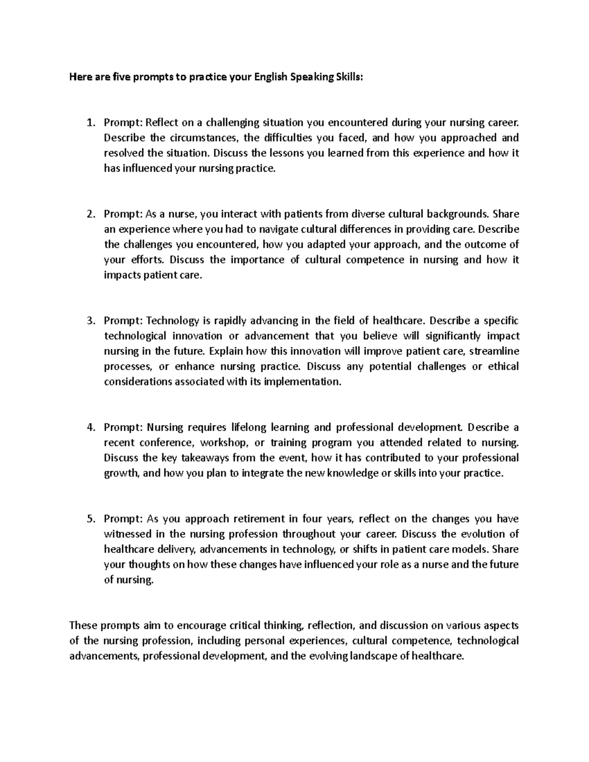 Here are five prompts to practice your English Speaking Skills ...