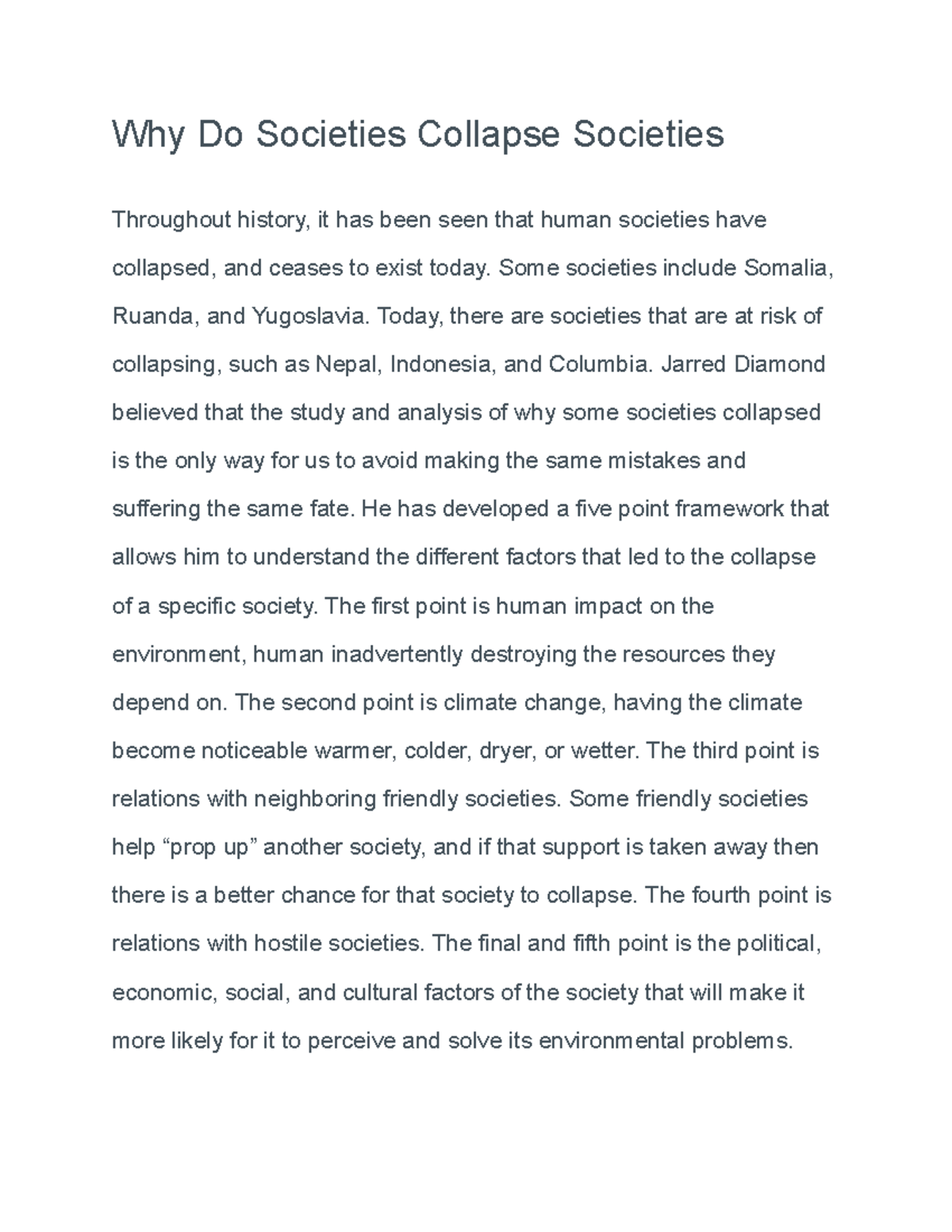 Why Do Societies Collapse Societies - Why Do Societies Collapse Societies Throughout history, it ...