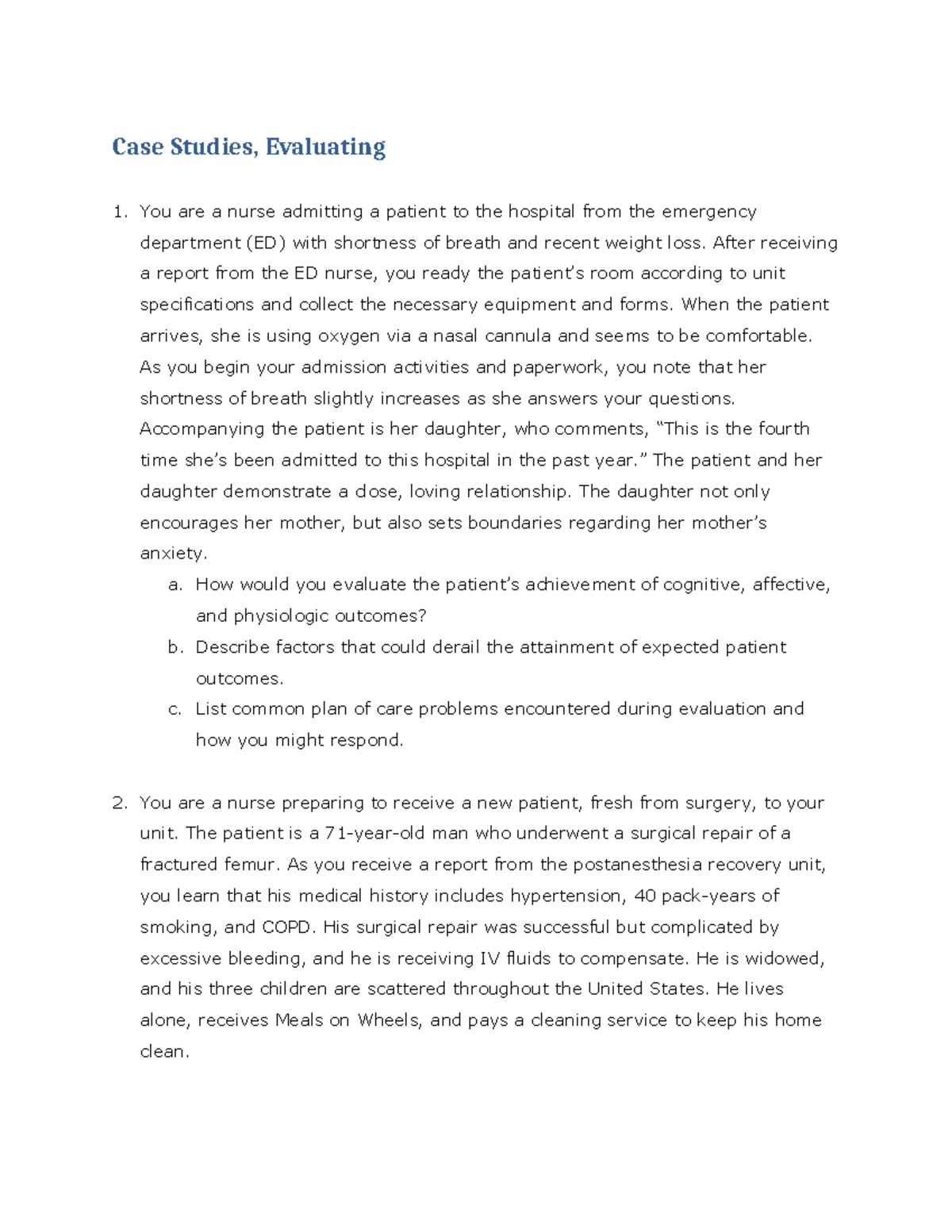 Case Study Evaluation Student Version-1 - Case Studies, Evaluating You ...
