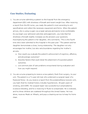 Case Study Documentation and Informatics. - Shandaria Smith December 18 ...